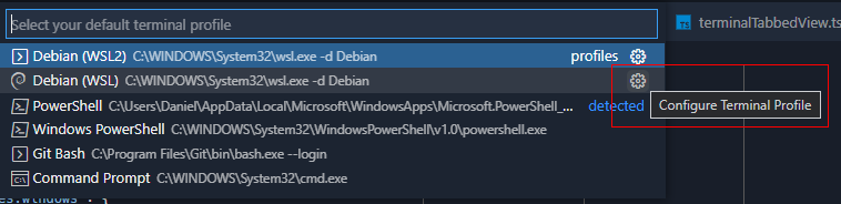 Renaming WSL profiles in new terminal dropdown · Issue #124397 · microsoft/vscode · GitHub