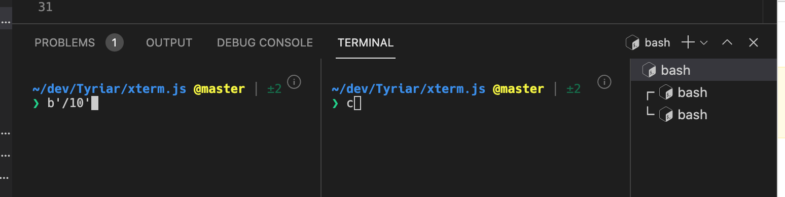 Drag and drop inline tab onto a split tab in tabs list will write the terminal uri to the ...