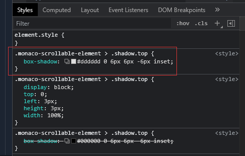 Explorer scroll shadow is white on a dark theme after switching themes ...