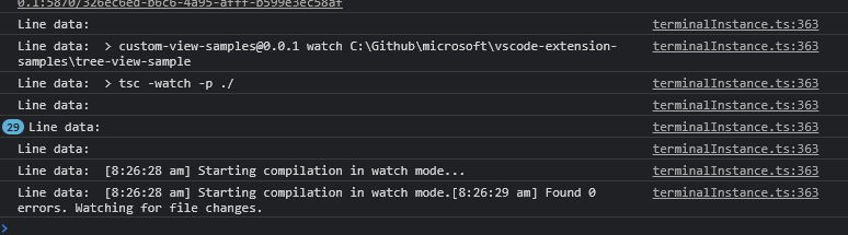 Build for an extension doesn't run unless opening the terminal window ...