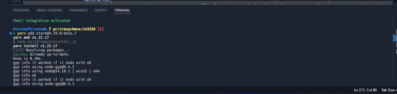 on show of previously hidden terminal panel, overview ruler decorations are gone · Issue #145214 ...