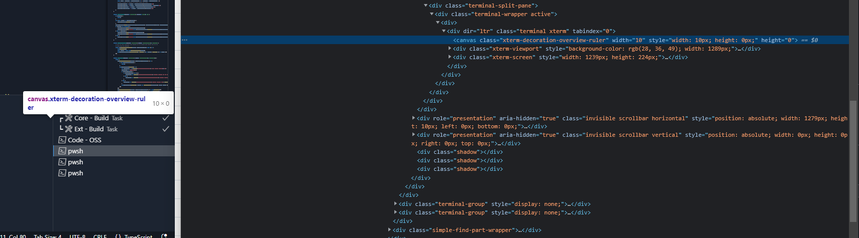 on show of previously hidden terminal panel, overview ruler decorations are gone · Issue #145214 ...
