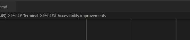 Searching `.` in the command palette matches `:`, searching for ...
