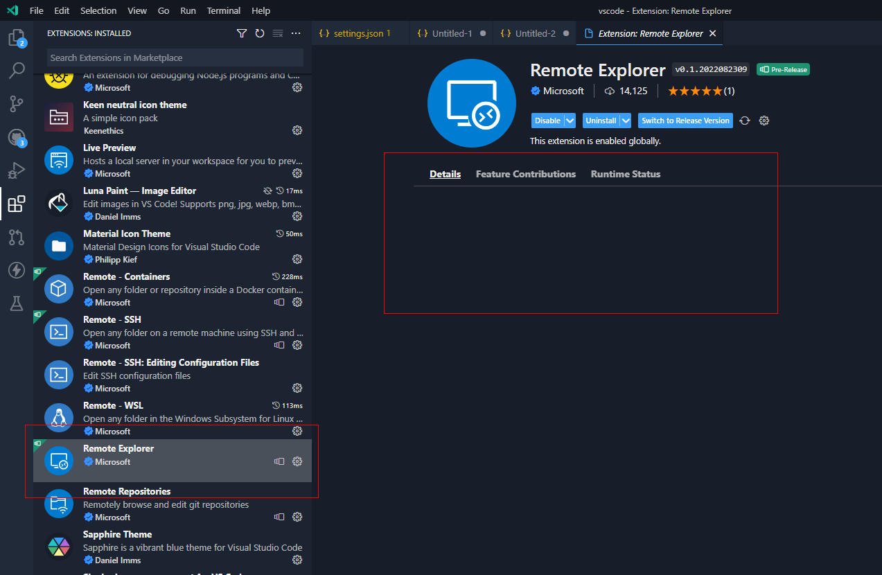 The Remote Explorer Extension Has No Description · Issue 7110 · Microsoft Vscode Remote Release