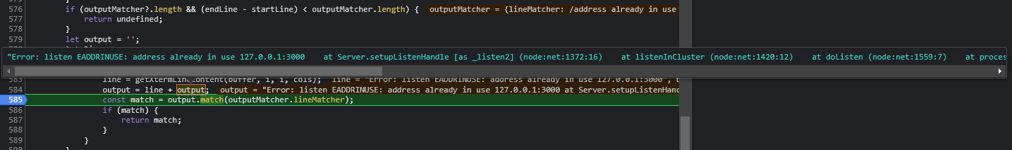 Terminal quick fixes end up matching against the text of all rows at ...