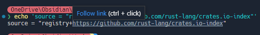 Rust's Cargo.lock: The action "Follow link" (ctrl + click) open URL with ending double quote ...
