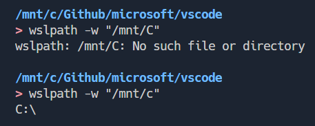 WSL `mnt` link is case sensitive · Issue #172225 · microsoft/vscode · GitHub