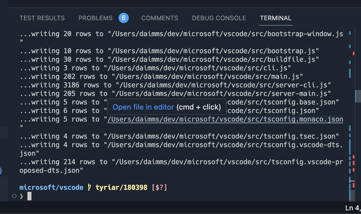 A quote character on its own line appears to mess up terminal link detection · Issue #158752 ...