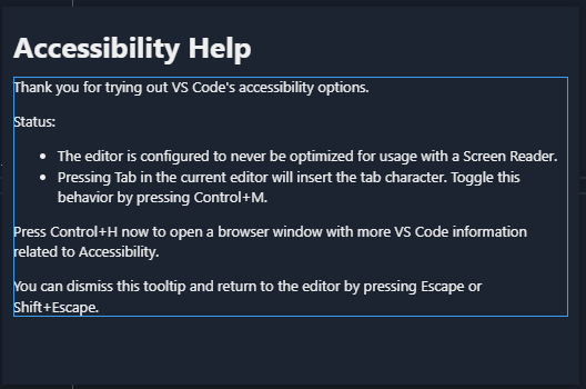 Make accessibility help generic · Issue #183363 · microsoft/vscode · GitHub