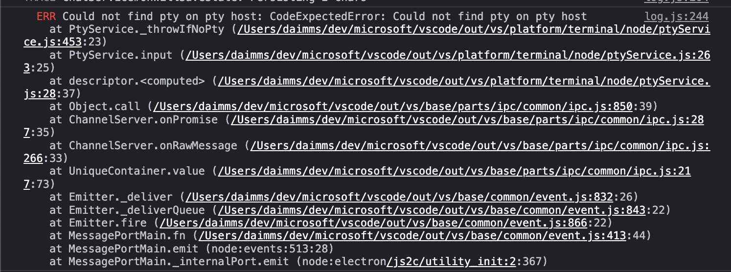 Restarting the pty host breaks logging completely · Issue #185875 · microsoft/vscode · GitHub