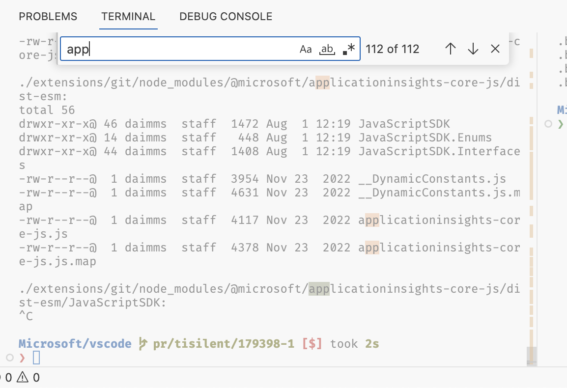 Terminal find highlights aren't correct · Issue #189600 · microsoft/vscode · GitHub