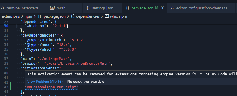 Quick Fix to remove all redundant activation events. · Issue #172113 · microsoft/vscode · GitHub