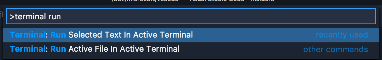 [Feature Request] Send text to current terminal to run · Issue #35113 · microsoft/vscode · GitHub