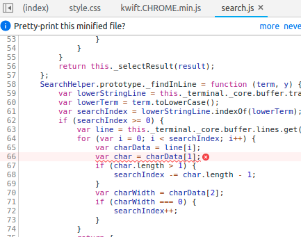 Search addon broken from buffer refactors · Issue #1647 · xtermjs/xterm.js · GitHub
