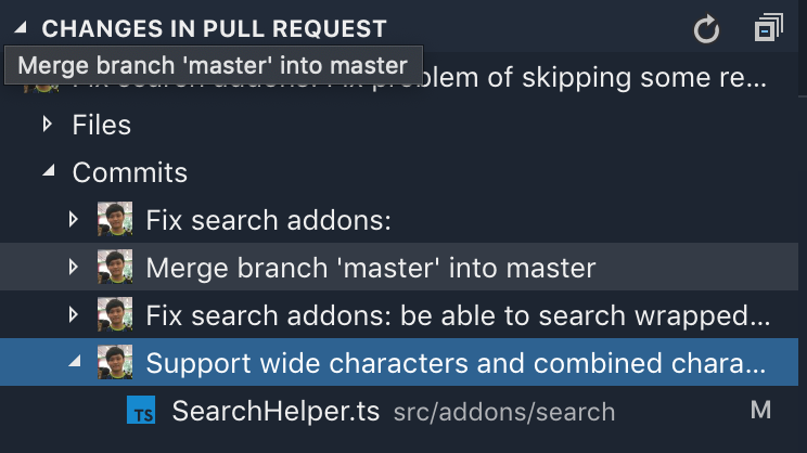 Support copying commit hash from commit list · Issue #765 · microsoft/vscode-pull-request-github ...