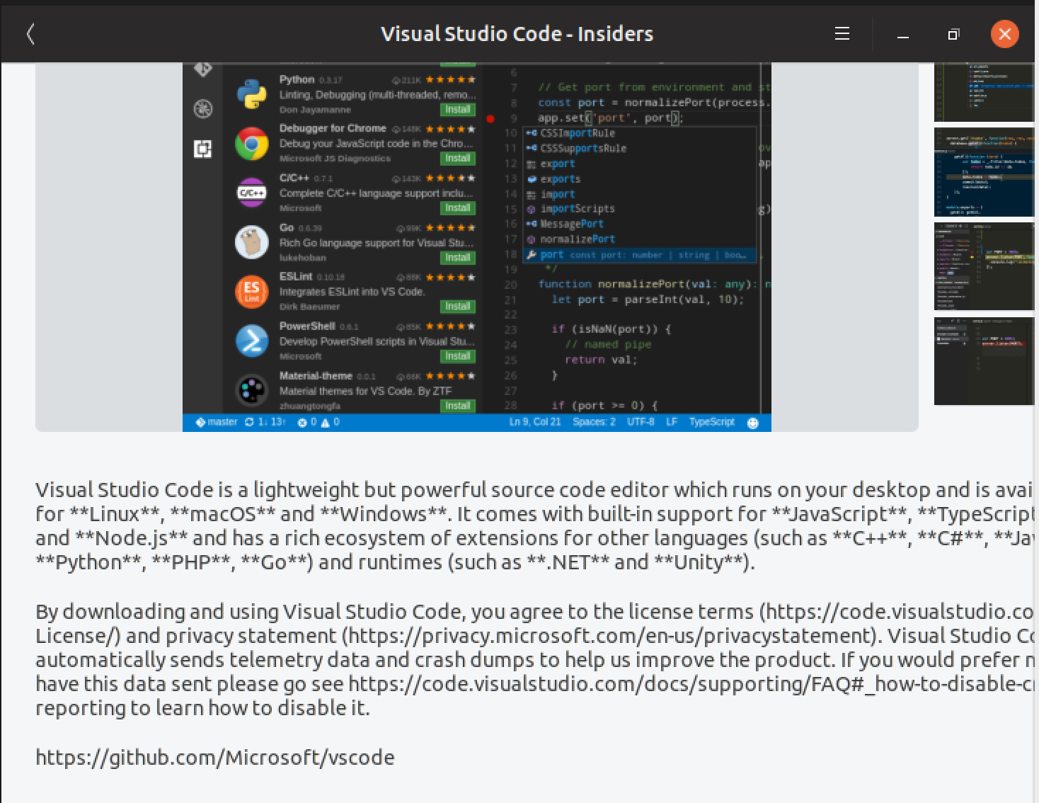 Improve snap metadata · Issue #72571 · microsoft/vscode · GitHub