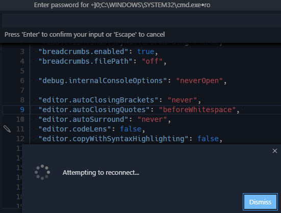 Reconnect Modal Blocks Inputting Password On Reconnection · Issue 1079 · Microsoftvscode