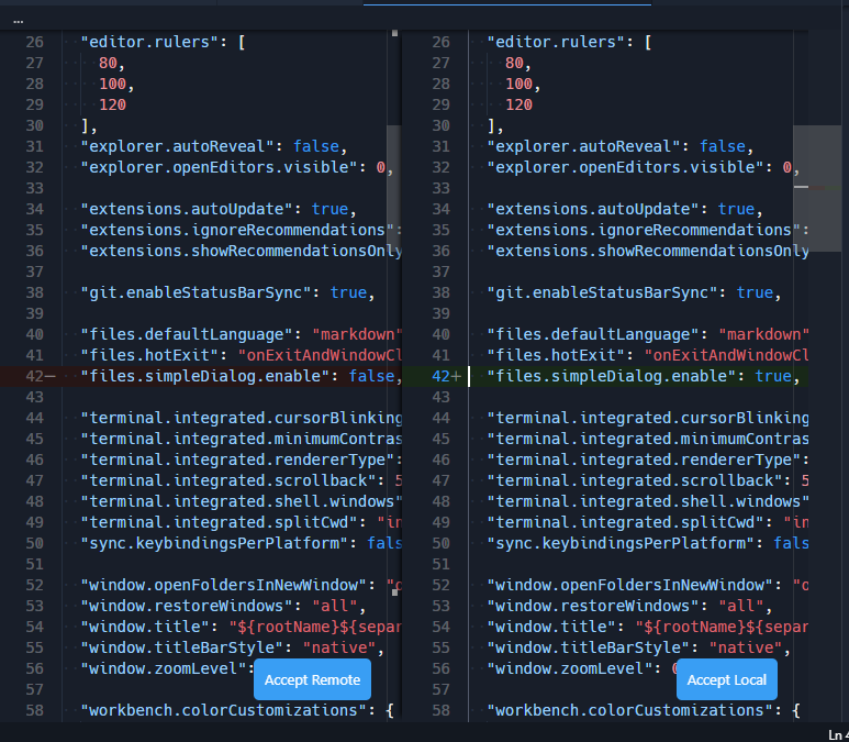 Unexpected setting sync conflict with boolean setting · Issue #91308 · microsoft/vscode · GitHub