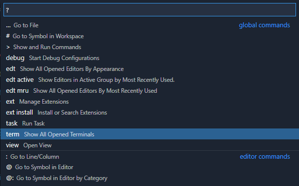 Let "terminal" quick pick on terminals · Issue #93865 · microsoft/vscode · GitHub