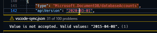 databaseAccounts 2020-03-01 apiVersion isn't supported · Issue #637 · microsoft/vscode ...