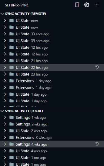 Allow settings sync history to be exported · Issue #104657 · microsoft/vscode · GitHub