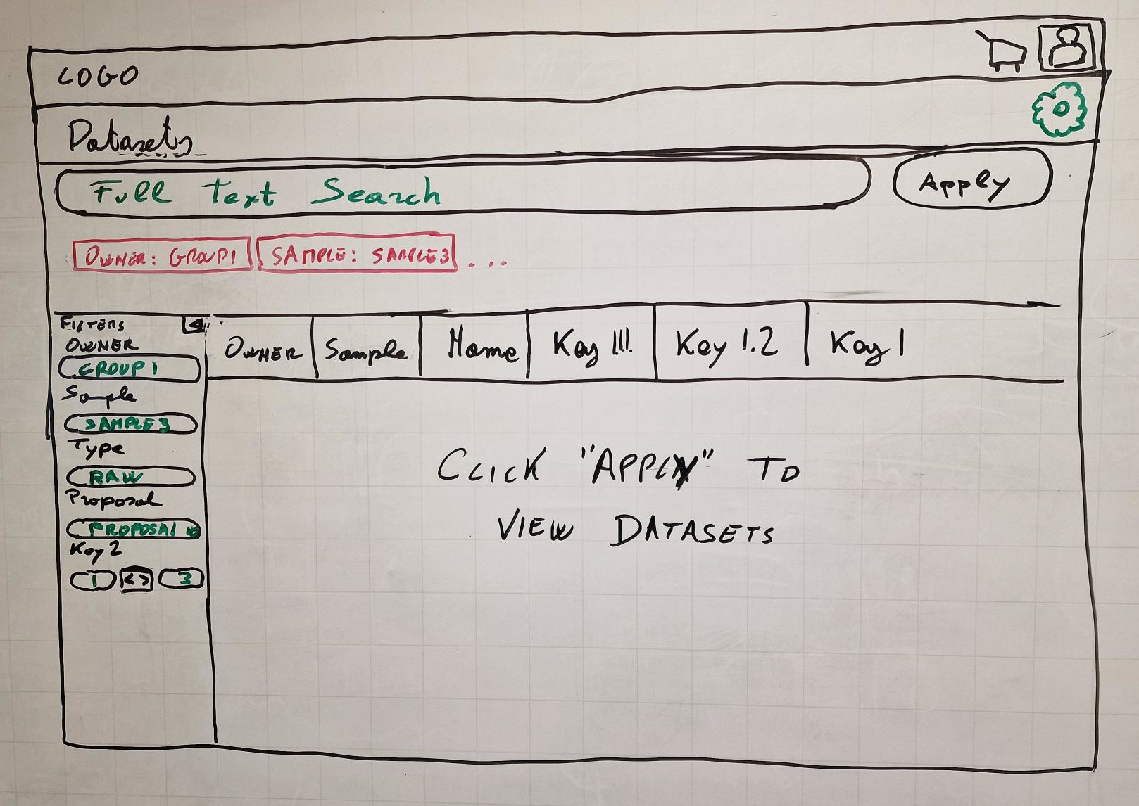 Frontend development to enable table for user configuration of Facets and columns to be ...