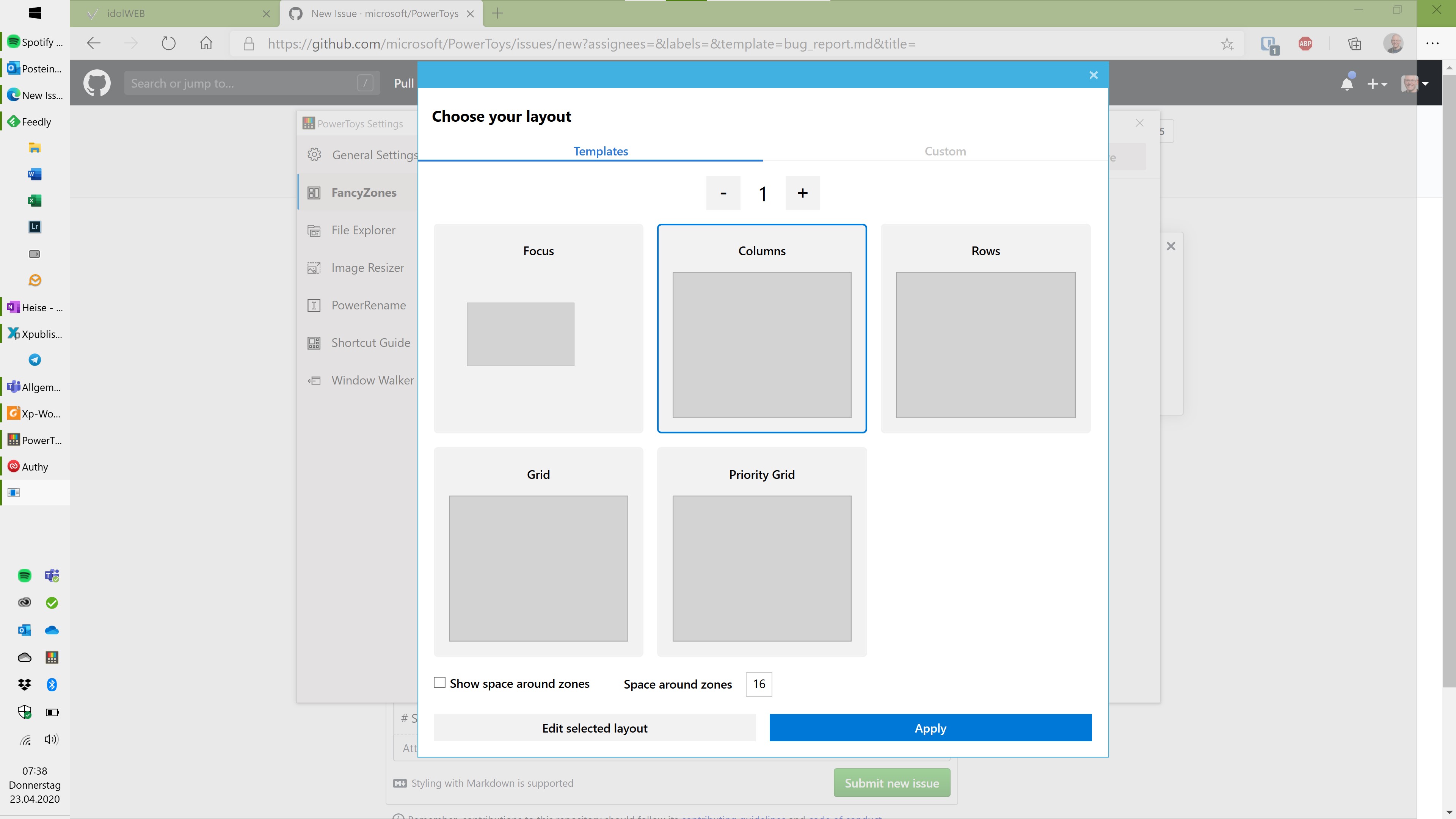 grids don't cover screen if taskbar on left side and scaling != 100% ...