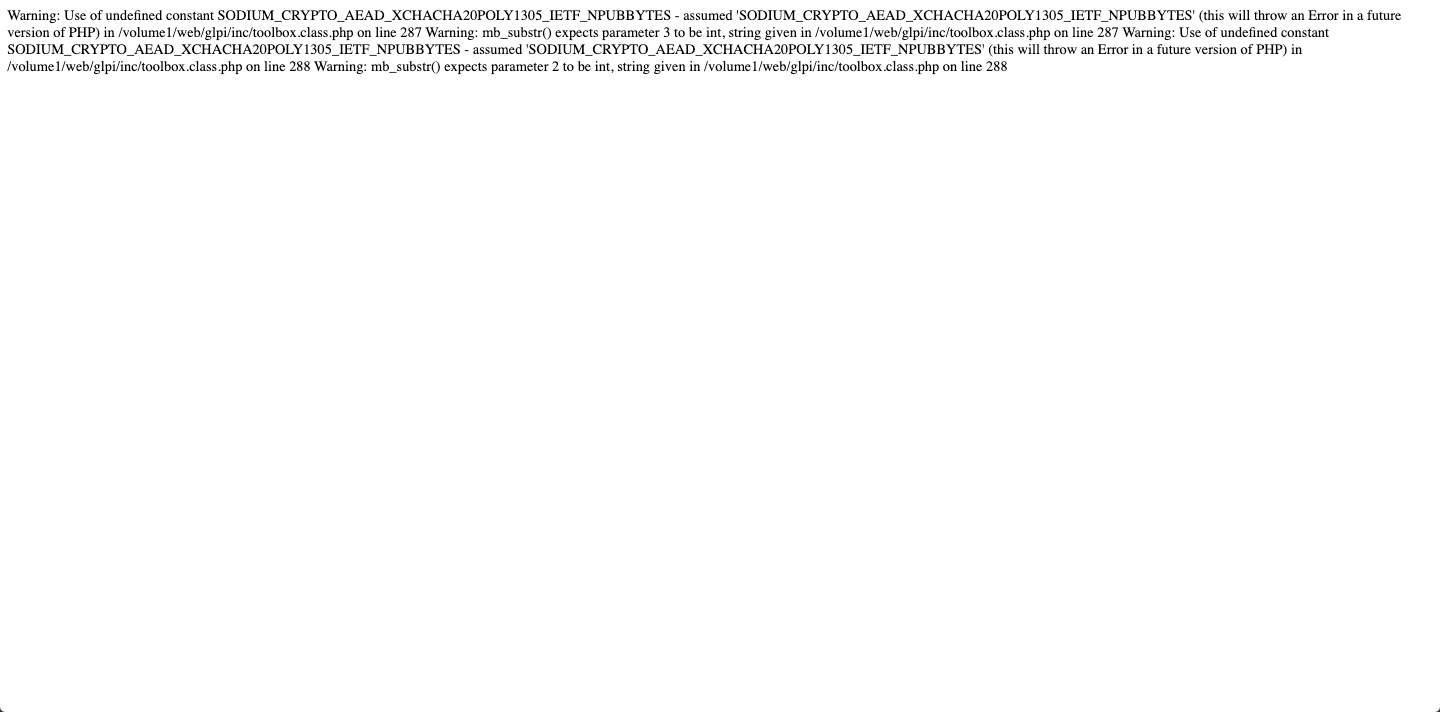 [9.5.0] Sodium Error in Marketplace and Notifications · Issue #7620 · glpi-project/glpi · GitHub
