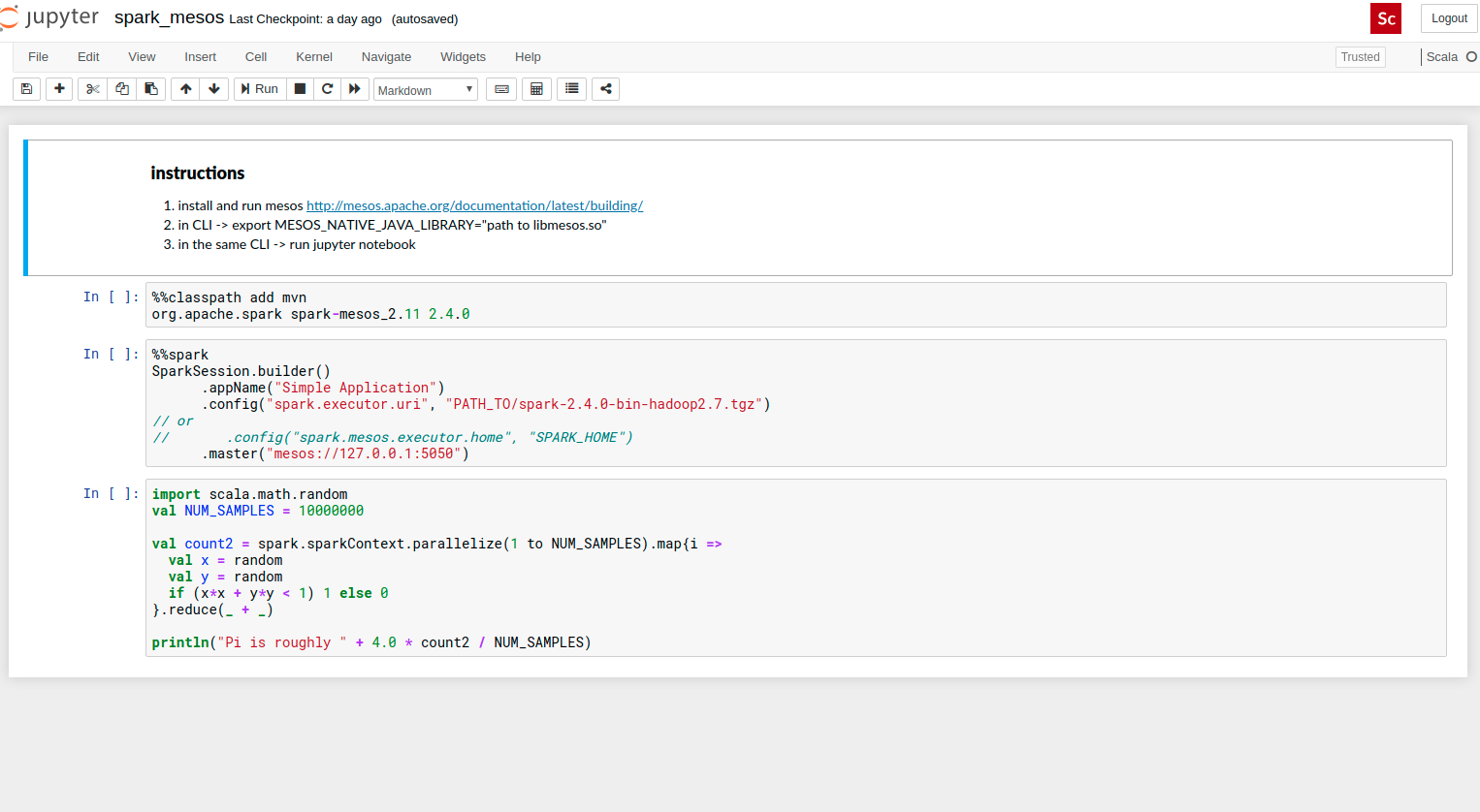 Scala Spark Magic not able to identify spark master for mesos · Issue #8094 · twosigma/beakerx ...