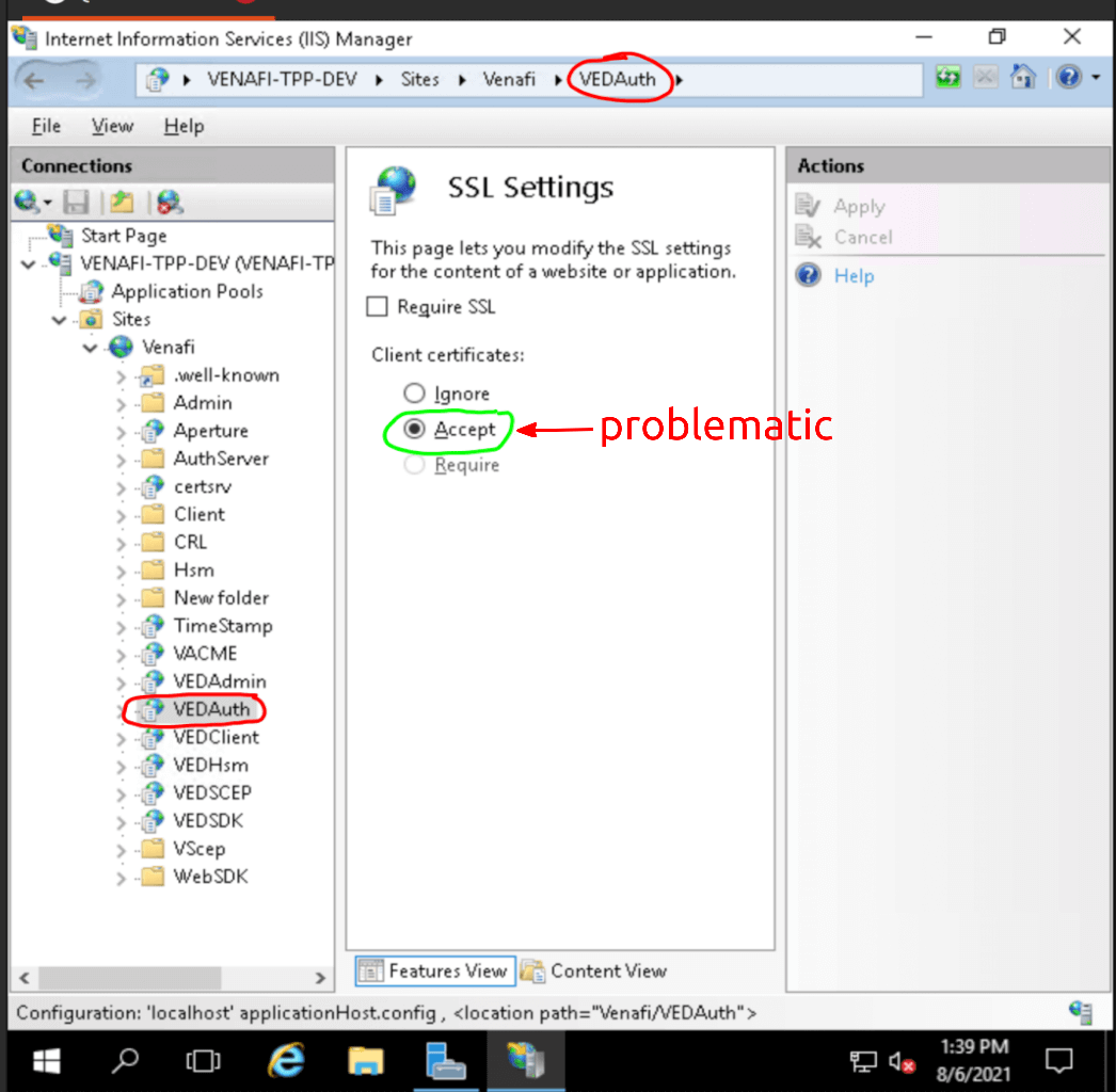 Cannot use the Venafi issuer with an Access Token when the VEDAuth IIS endpoint in TPP is ...