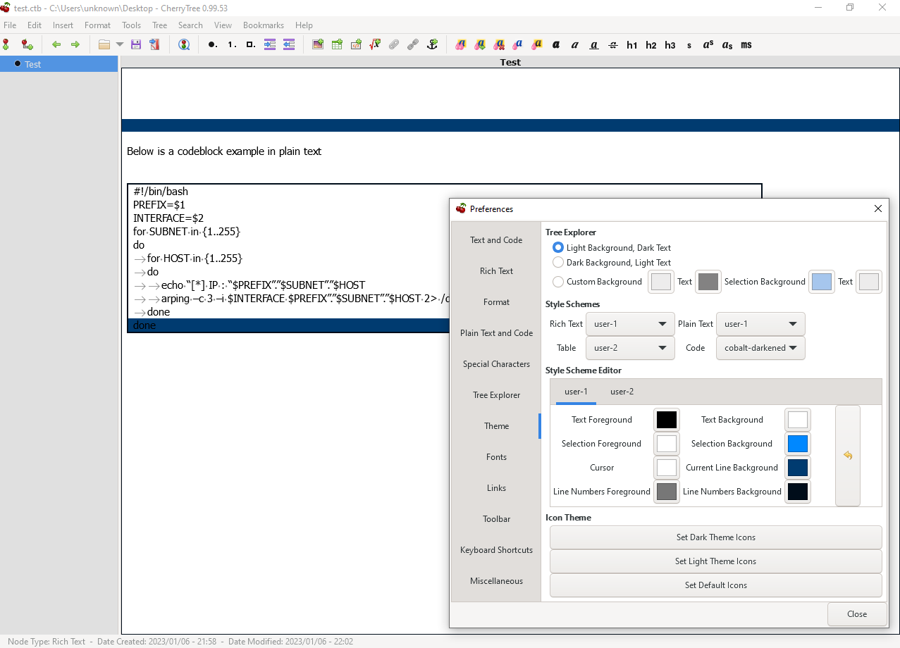 Codebox Style Scheme options do not change appearance · Issue #2192 · giuspen/cherrytree · GitHub