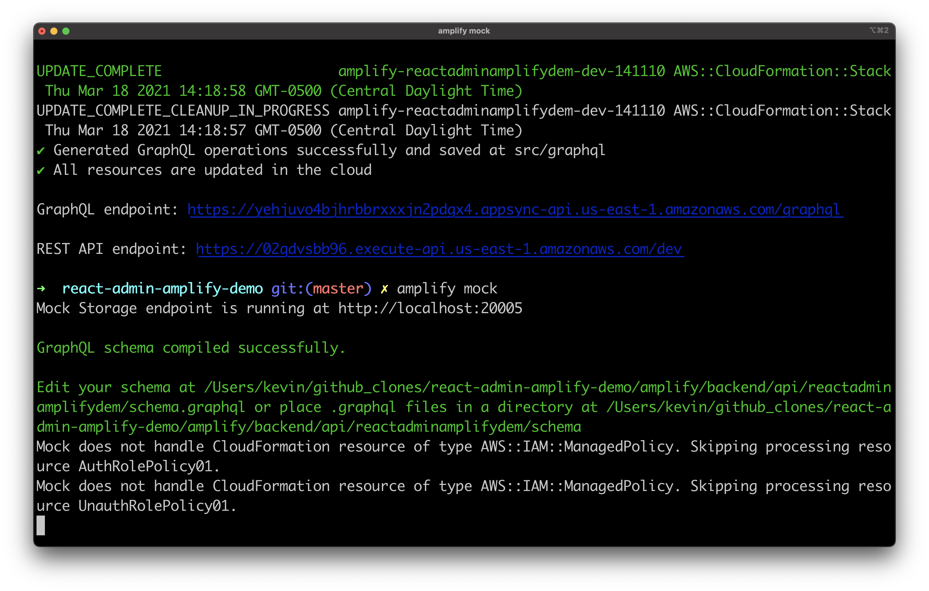amplify mock api hangs after GraphQL schema compiled successfully on Apple M1 · Issue #6909 ...