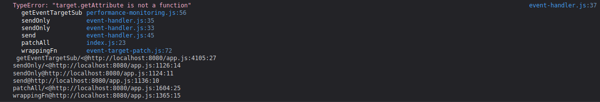 Not all targets contain the getAttribute function · Issue #622 · elastic/apm-agent-rum-js · GitHub