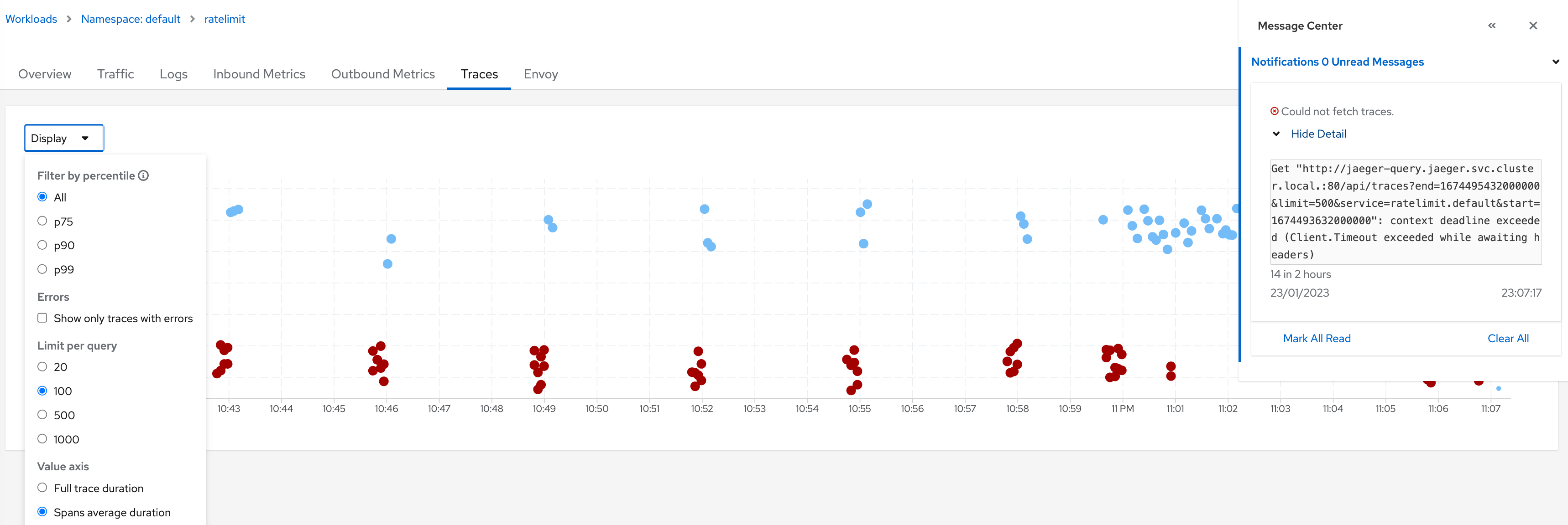 Configure Kiali timeouts while fetching traces from jaeger · Issue ...