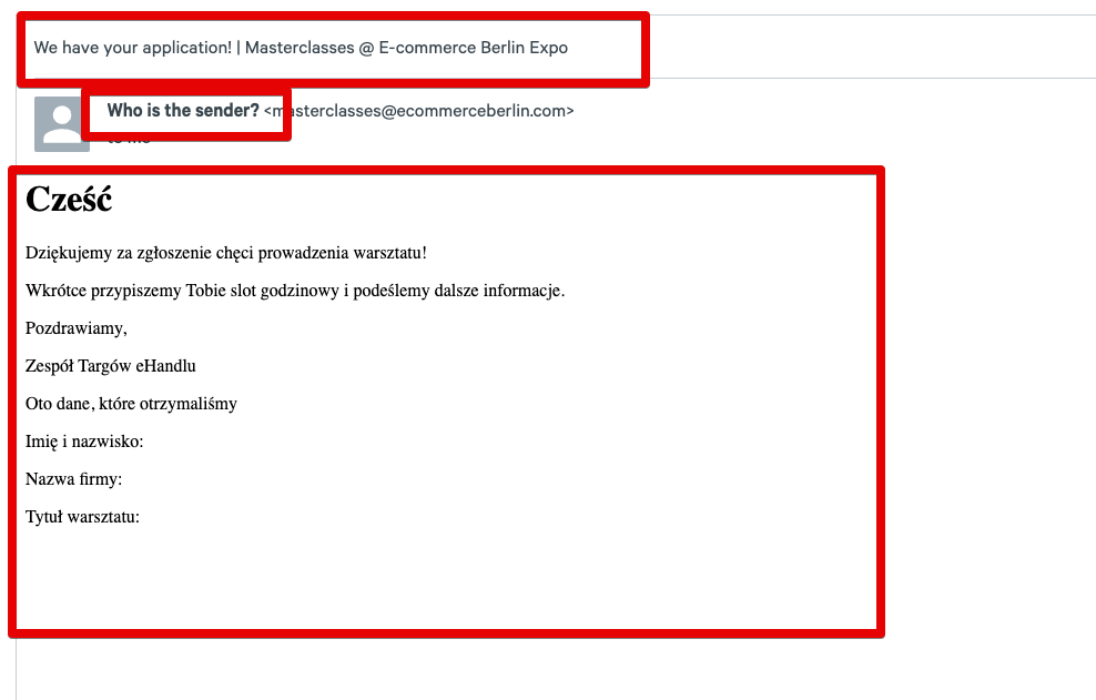 (TRANSLATIONS) Provide masterclasses application form confirmation ...