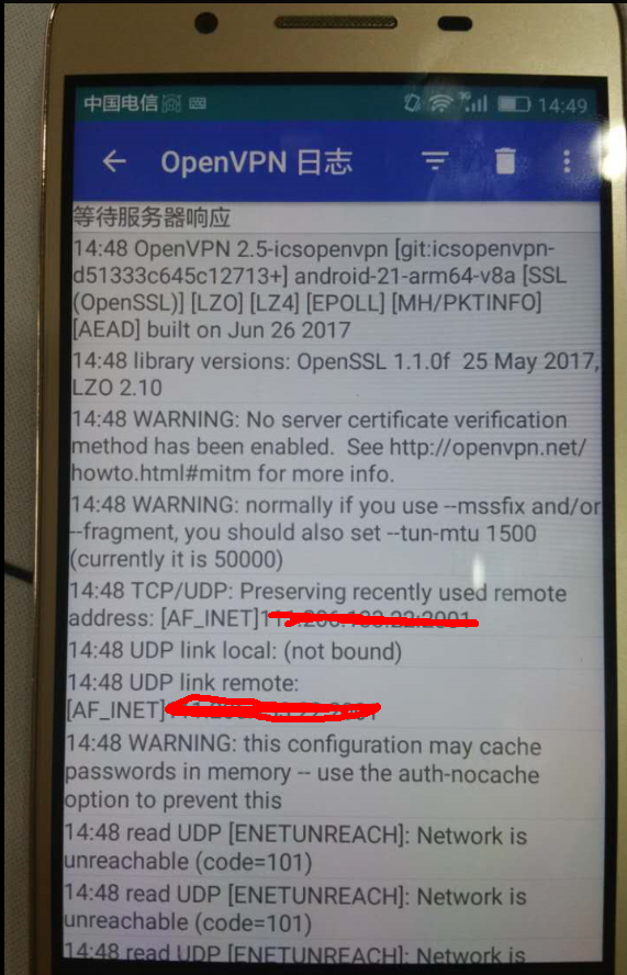 About a problem?"read UDP [ENETUNREACH]: Network is unreachable (code=101)",Please help.Thank ...