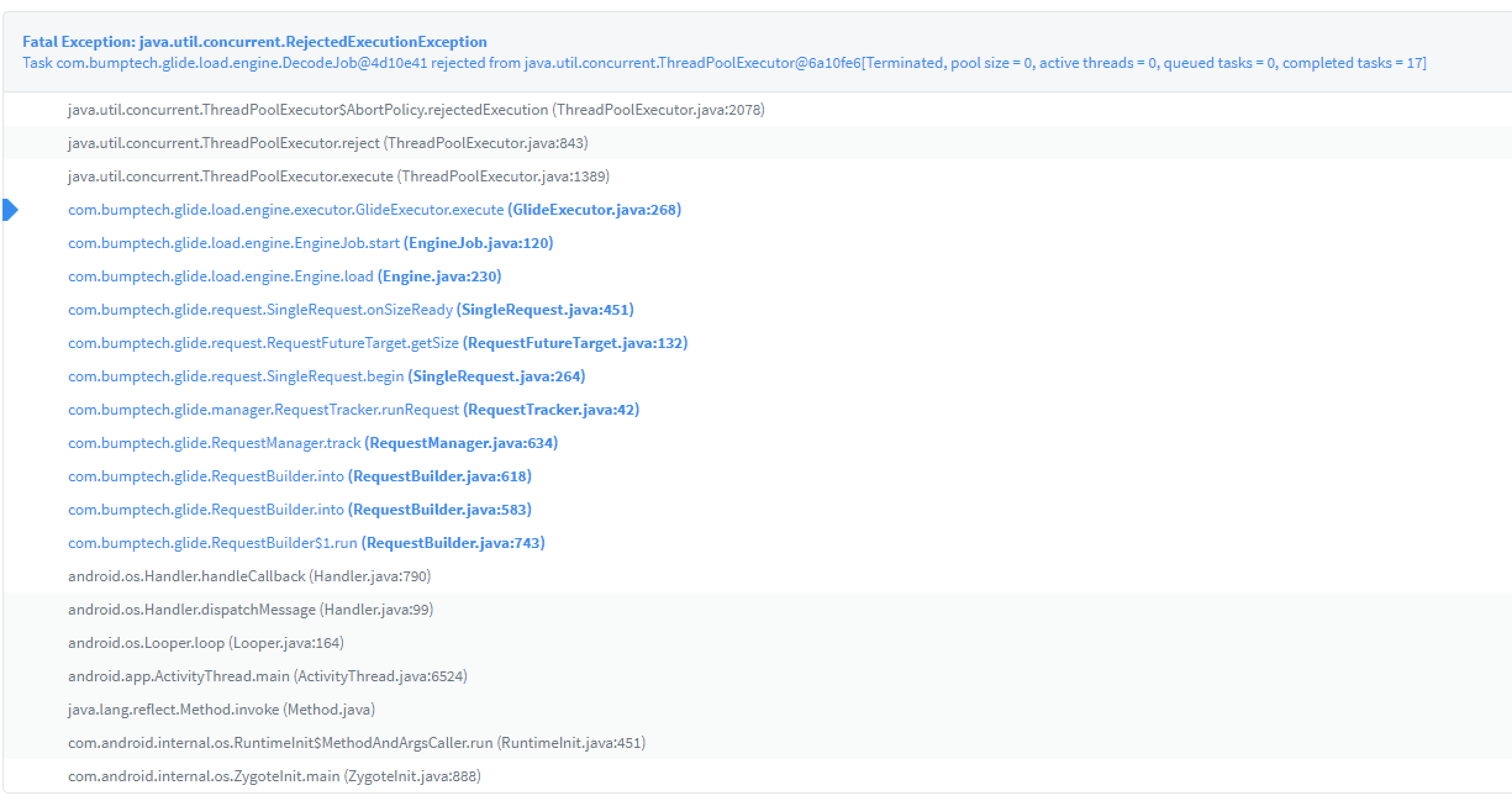 RejectedExecutionException · Issue #3668 · bumptech/glide · GitHub