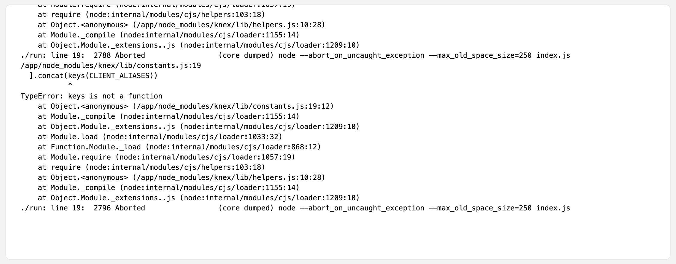 JavaScript Knex TypeError in inital provisioning of database · Issue #2510 · NginxProxyManager ...