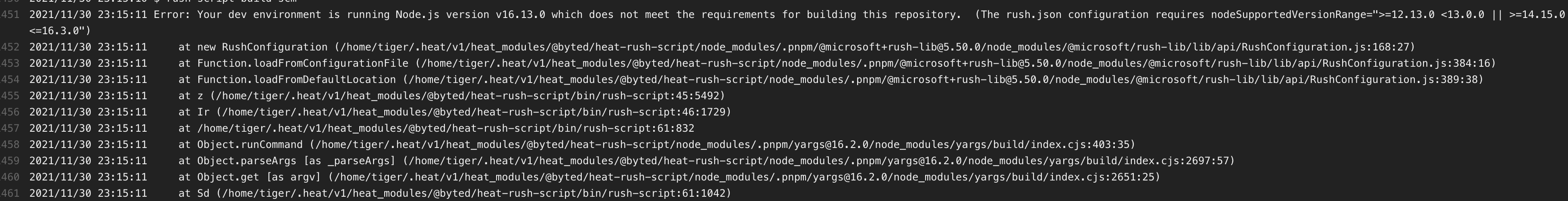 [rush] Exception hit rule of nodeSupportedVersionRange in rush.json · Issue #3046 · microsoft ...