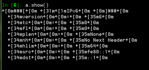 Colour escape code messiness with show() · Issue #982 · secdev/scapy ...