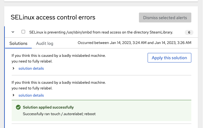 Selinux Recommendation Fully Relabel Automatic Solution Wrongly Escaped · Issue 18174