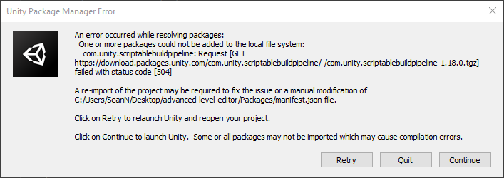Opening this repository with Unity 2020.3.33 results in Unity Package Manager Error · Issue #20 ...