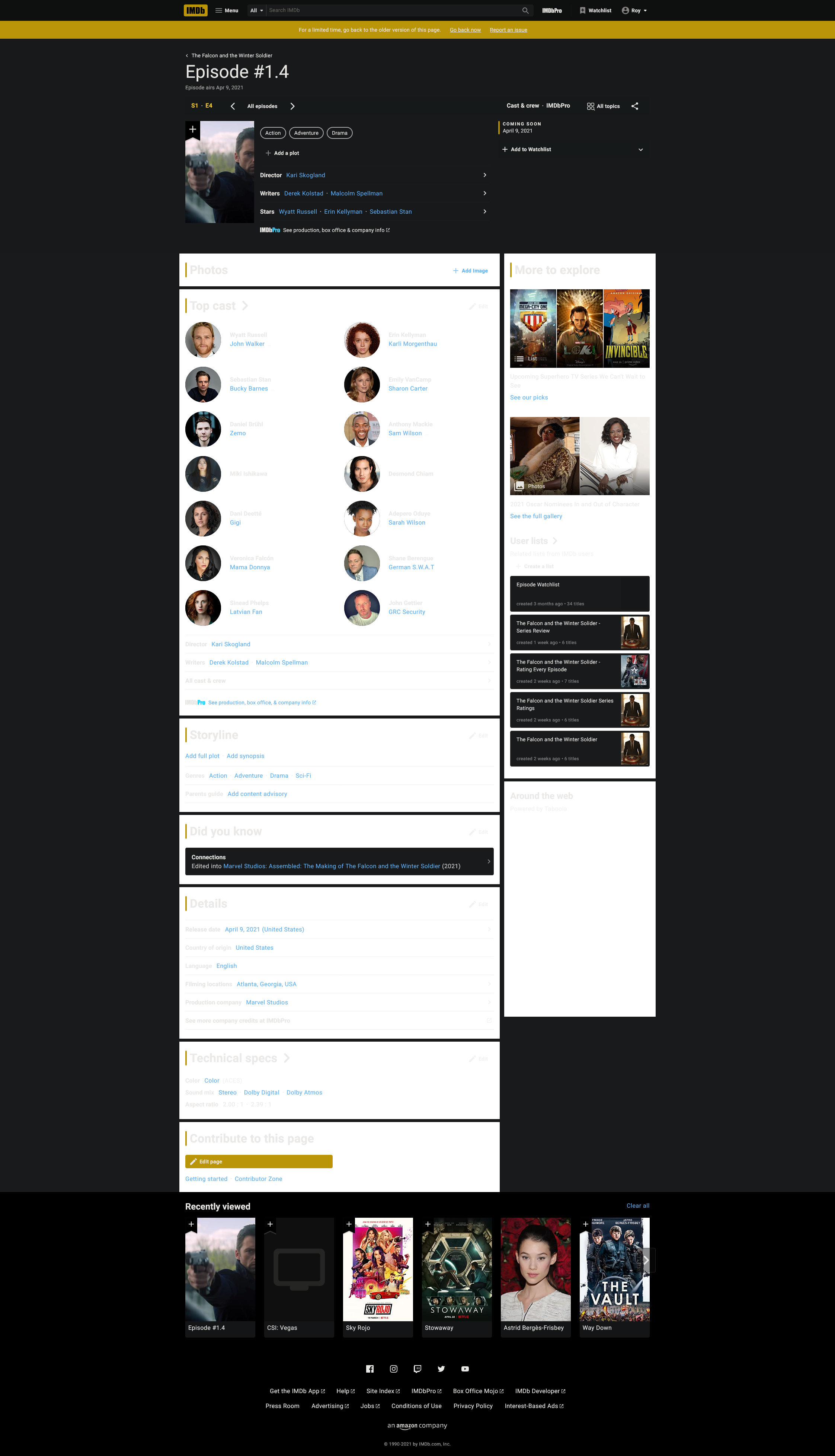 [Broken Website] IMDb series episode cast page (new design mode ...