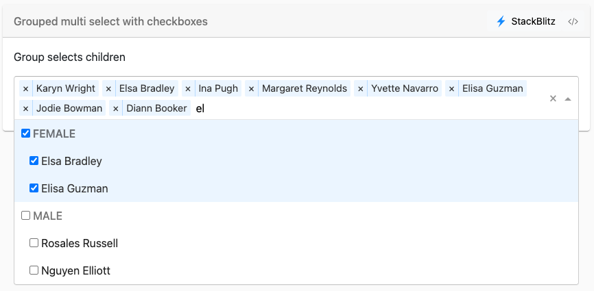Grouped Multiselect With Checkboxes When Searching Some Value And Checked A Whole Group It