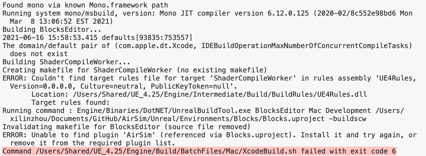 ERROR: Unable to find plugin 'AirSim', or ERROR: 'common/AirSimSettings.hpp' file not found ...