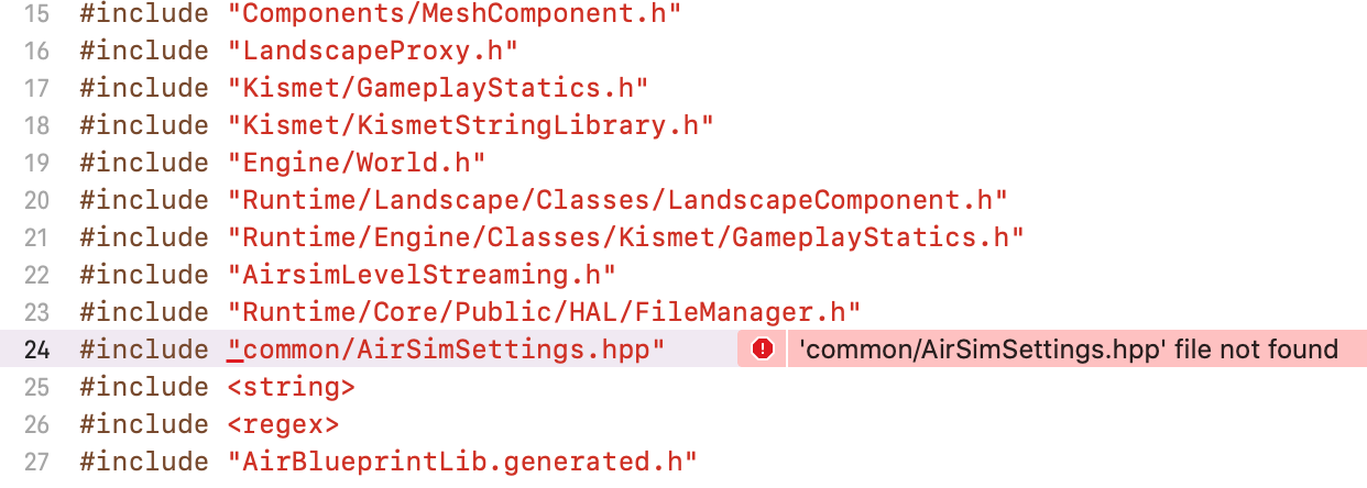 ERROR: Unable to find plugin 'AirSim', or ERROR: 'common/AirSimSettings.hpp' file not found ...