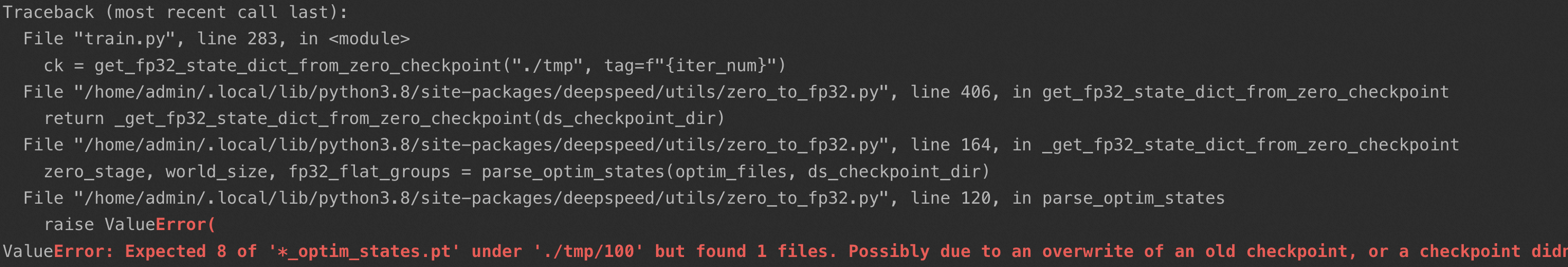 [bug] Multi Node Training Can Not Get State Dict From `get Fp32 State Dict From Zero Checkpoint
