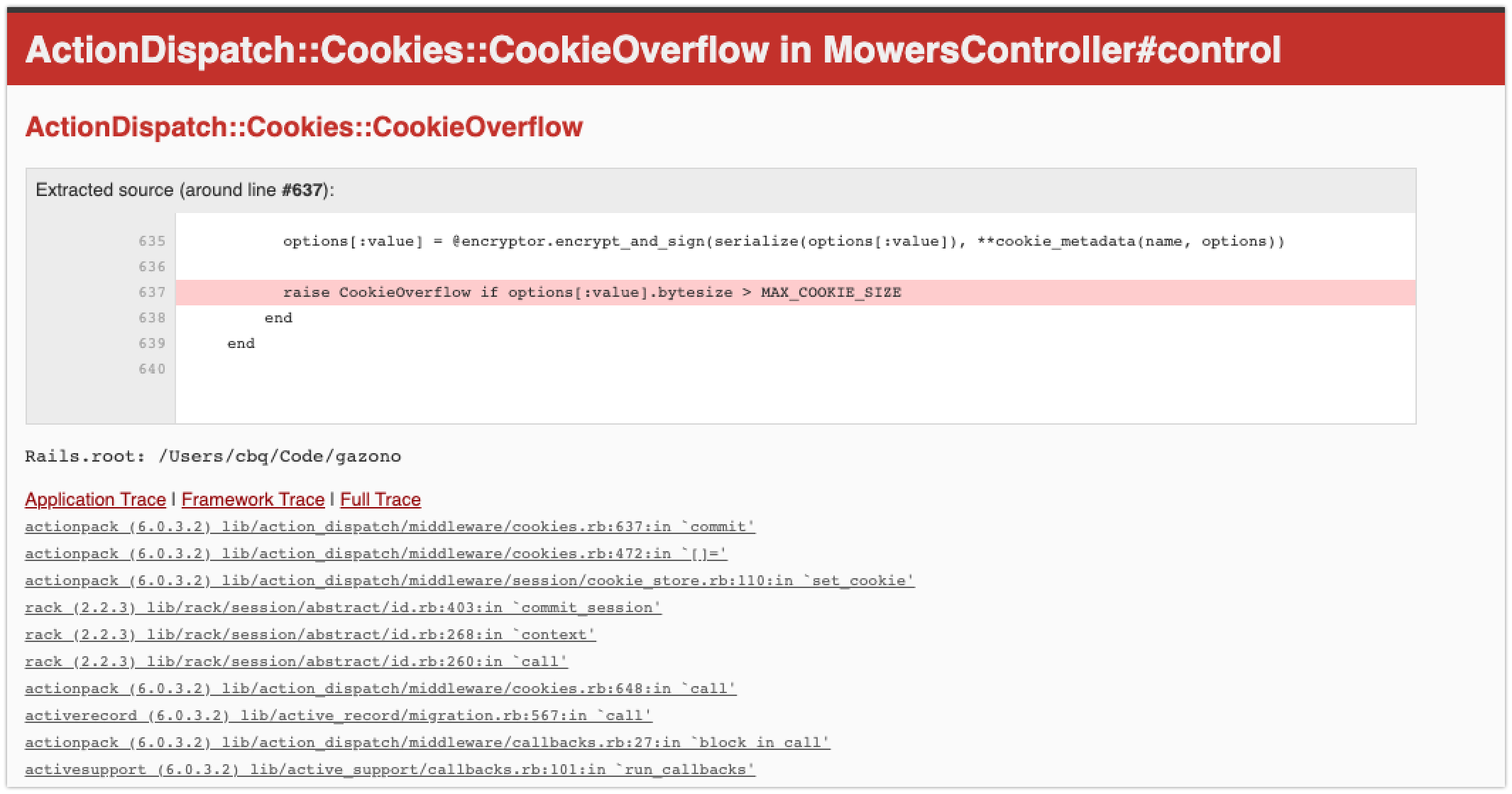 ActionDispatch::Cookies::CookieOverflow not triggering when storing values over 4KB in session ...