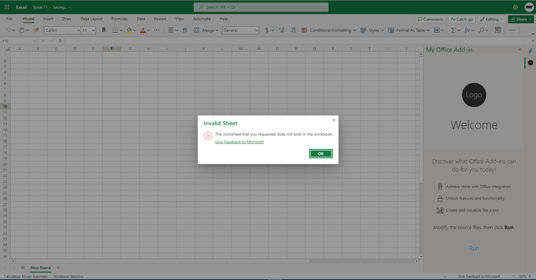  Invalid Sheet Error When Sheet Name Is Changed On Office On The Web Excel Issue 3218 