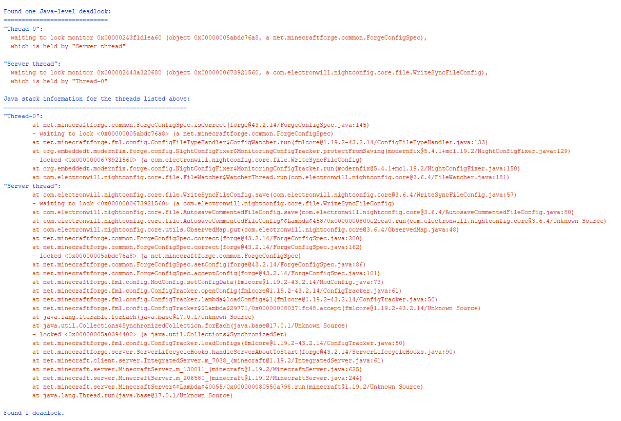 [1 19 2] Config Deadlock · Issue 91 · Neoforged Neoforge · Github